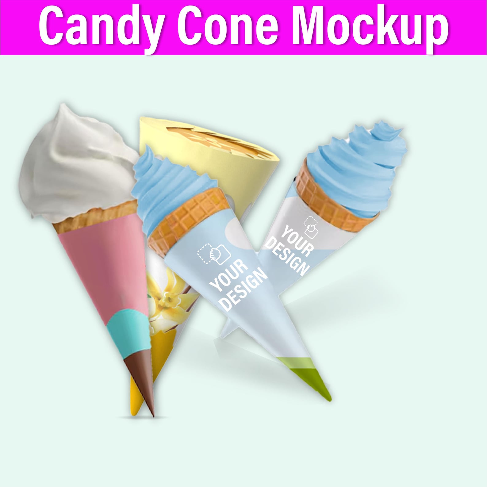 Candy Cone Template, Ice Cream Cone Wrapper Template, Treat Cone Template, Editable Sugar Cone ...