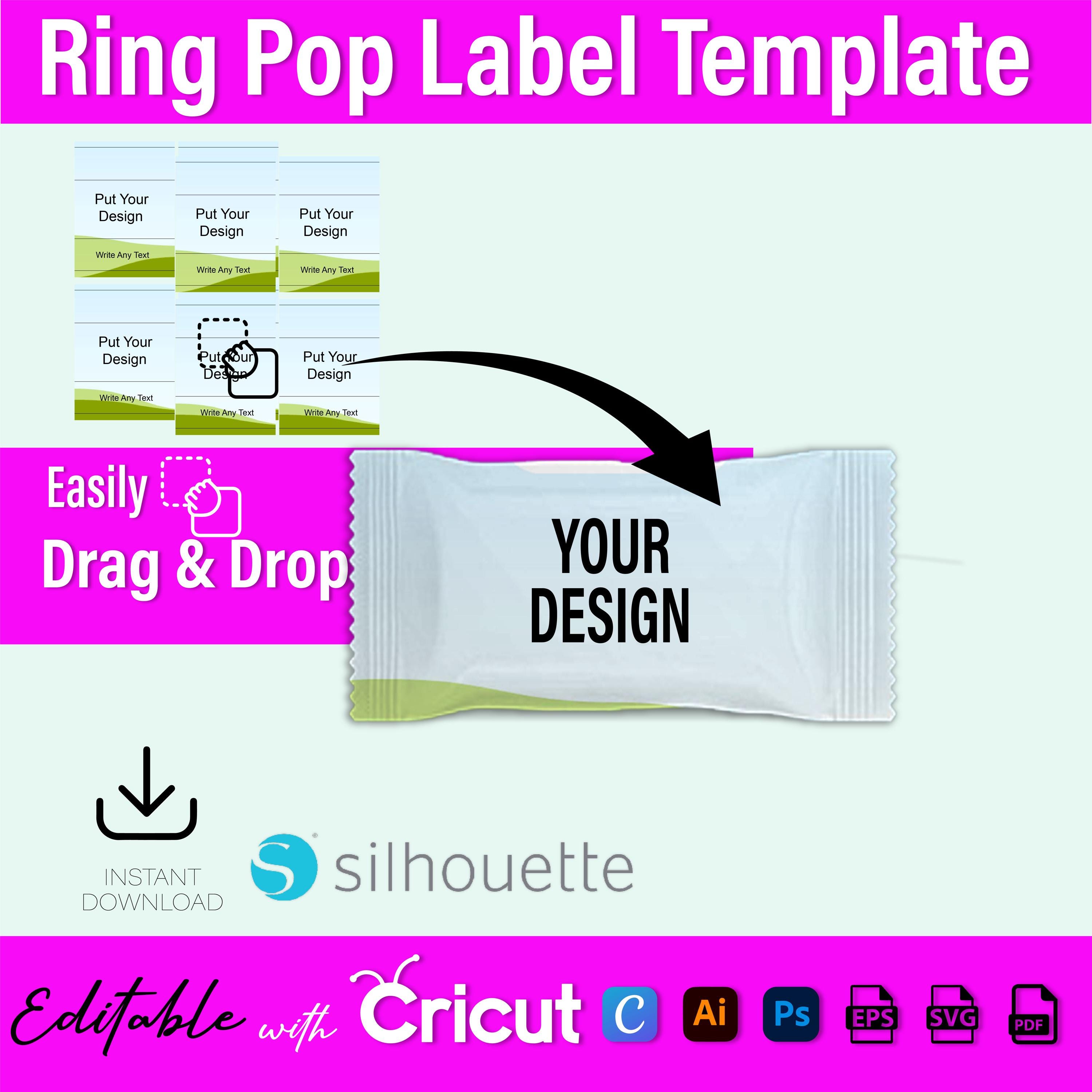 Editable Ring Pop Wrapper Template: Canva Party Favor Label (8.5x11 ...