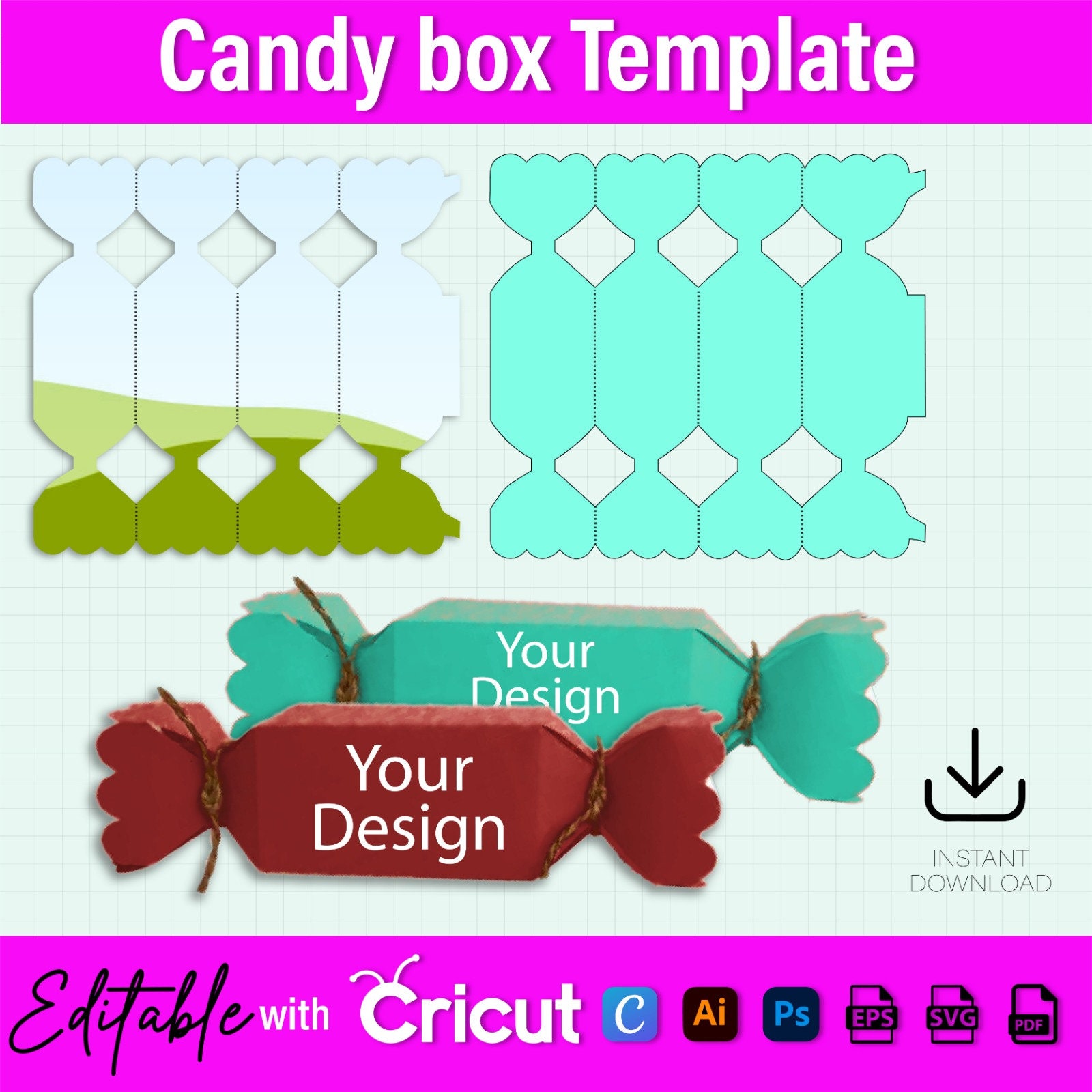 Candy Box Template, Candy Gift Box Template, Party Gift Box, Candy ...