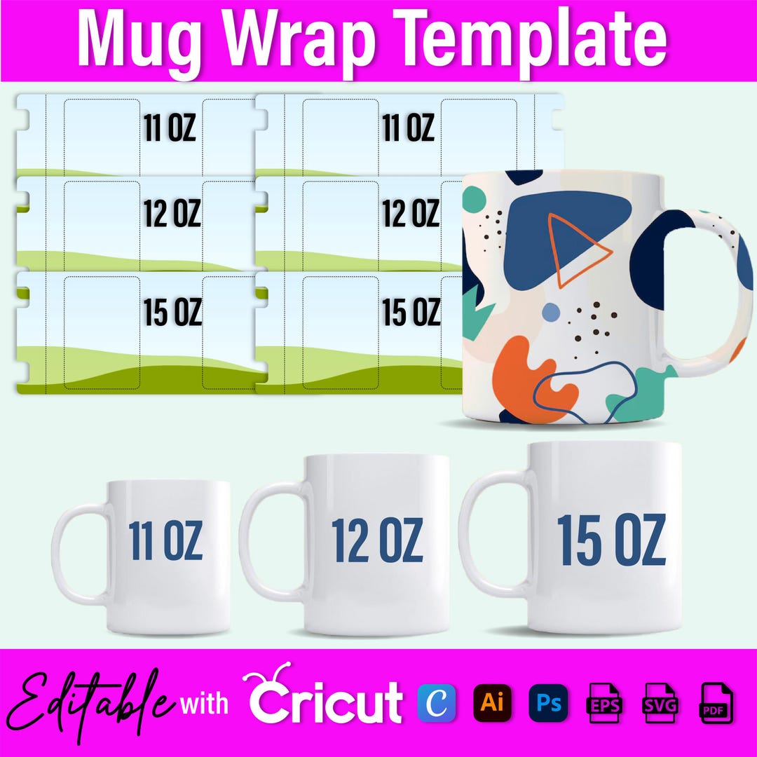 11oz 12oz 15oz Mug Template Bundle, Mug Wrap Template, Sublimation Mug ...