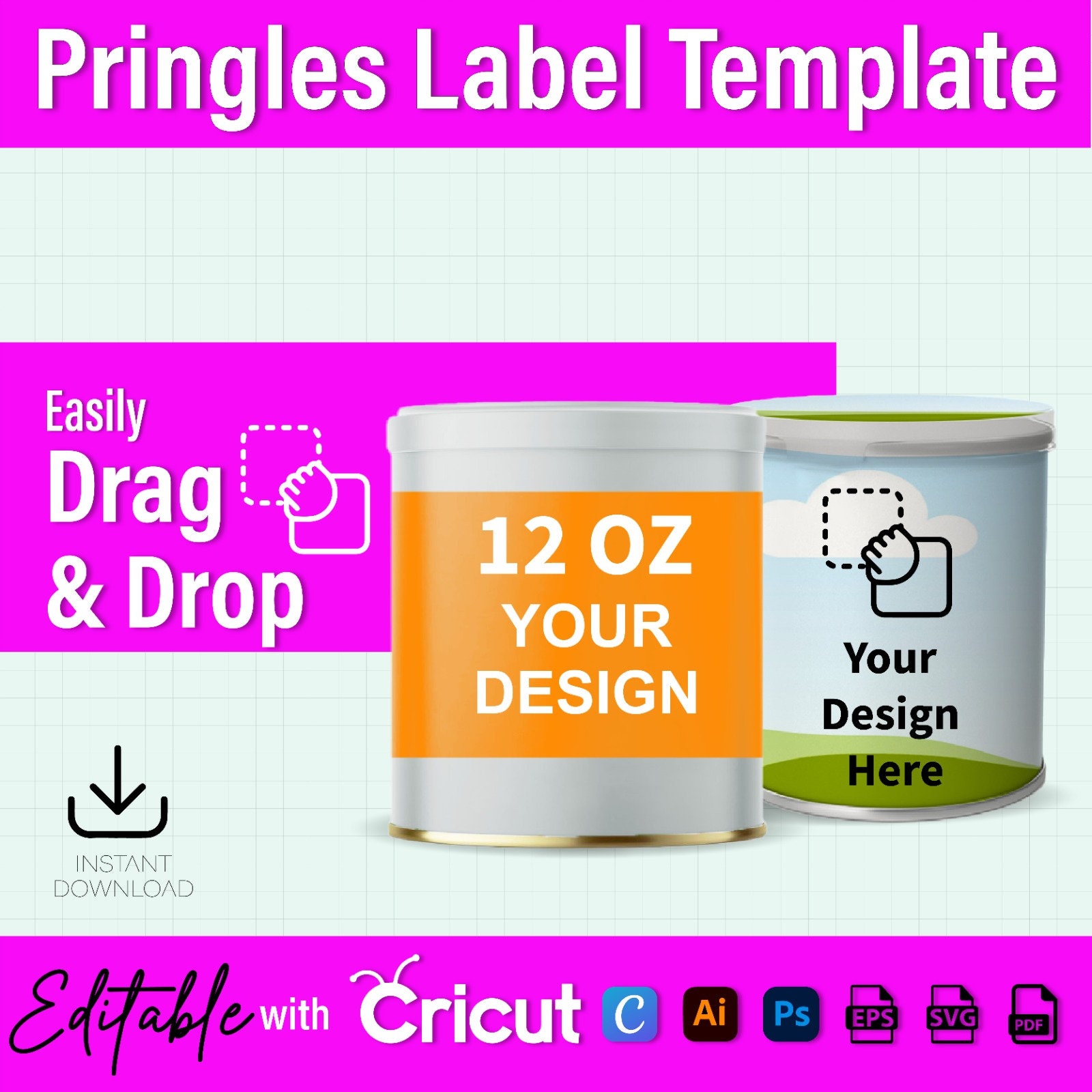1.3oz Pringles Template, Pringles Labels, Chip Can Label Template ...
