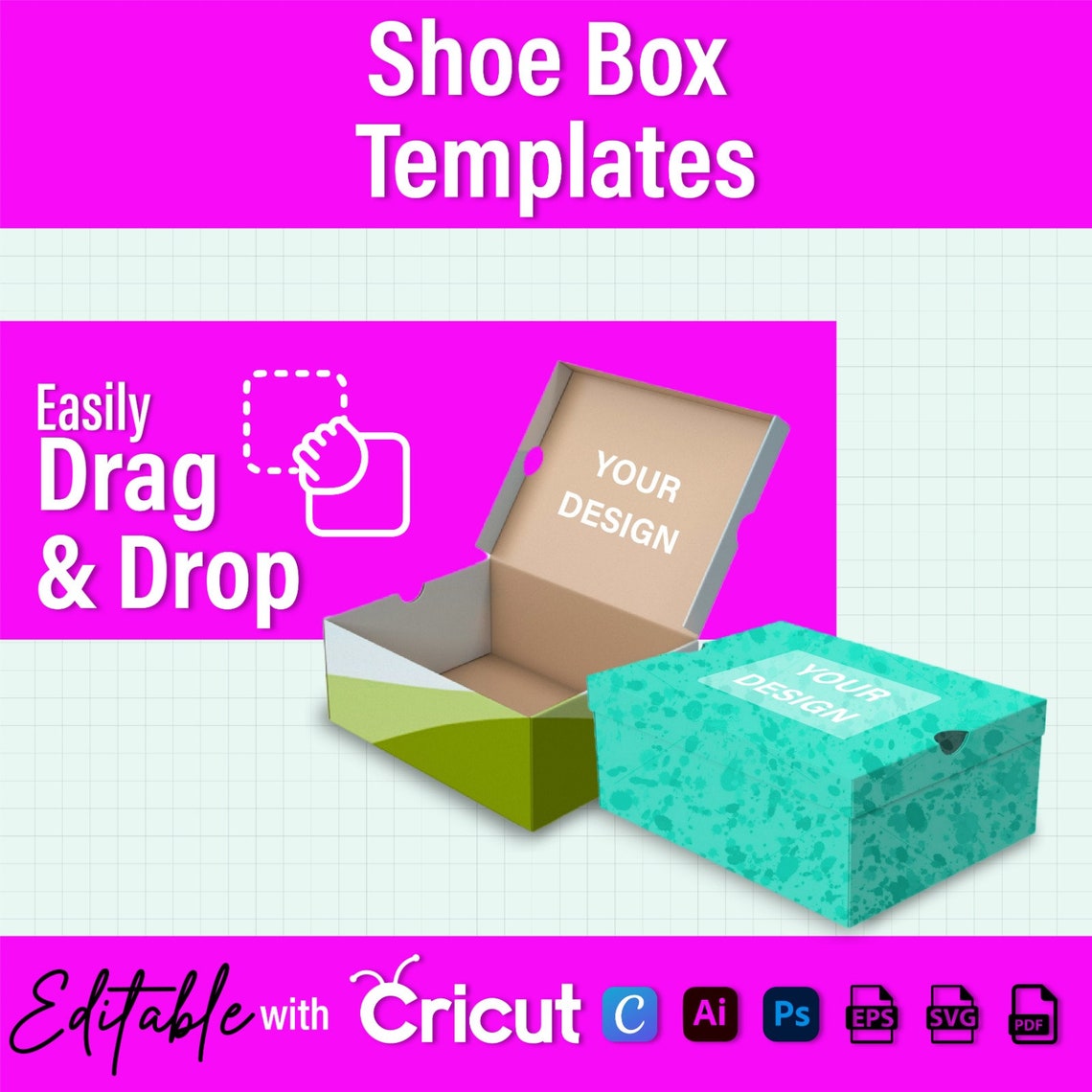 Shoe Box Template Bundle, Shoe Box Label Svg, Sneaker Box Template ...