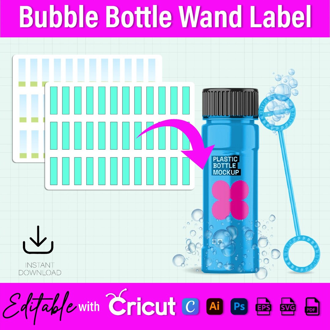 Bubble Bottle Label Template, Bubble Bottle Sticker Template, Bubble ...