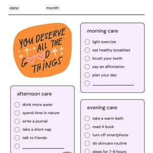 Digital Printable Self-care Planner - Daily Wellness Journal (9 ...