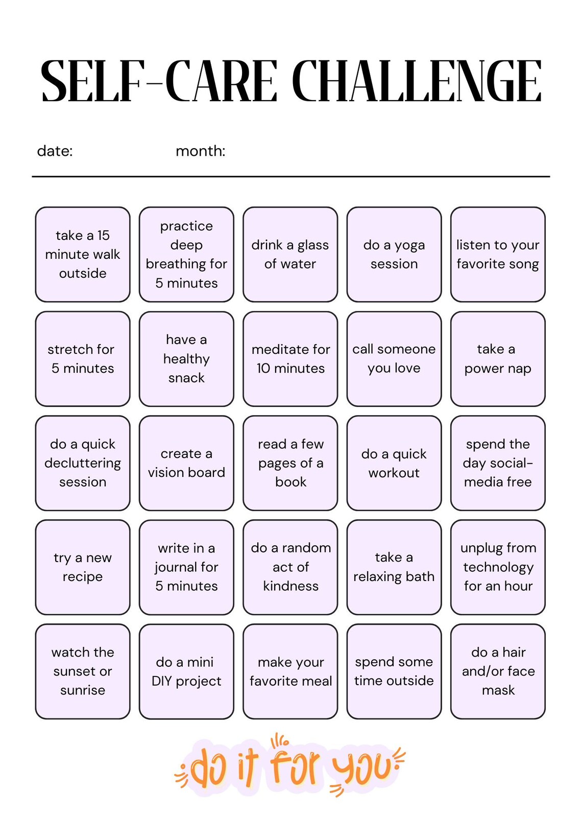 Digital Printable Self-care Planner - Daily Wellness Journal (9 ...