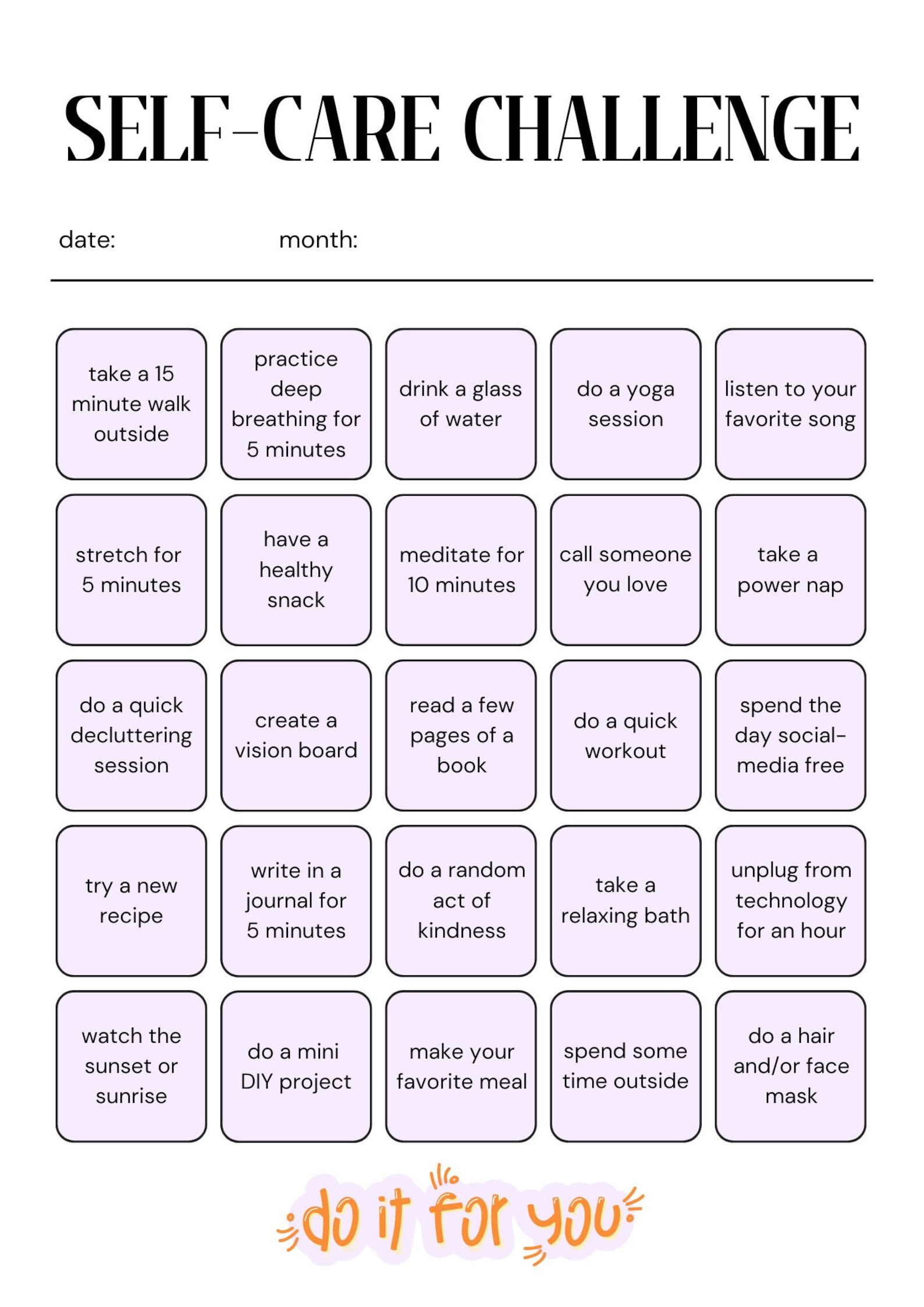 Digital Printable Self-care Planner - Daily Wellness Journal (9 ...