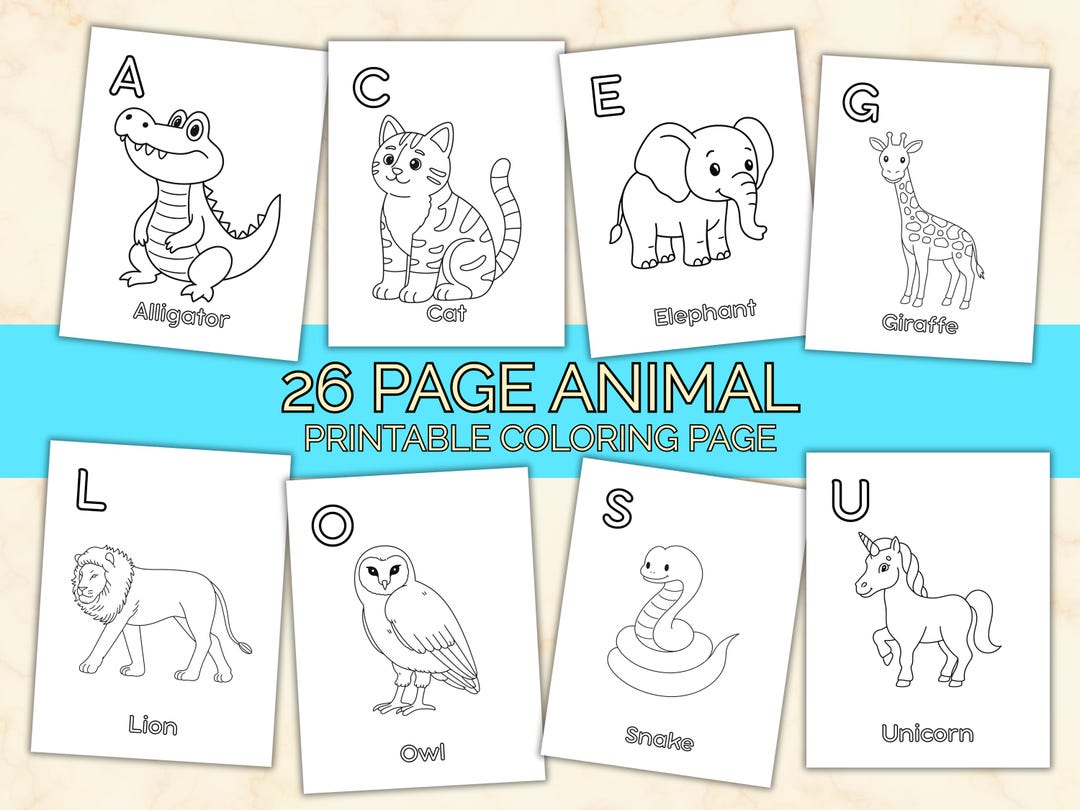 Animal Alphabet Coloring Pages, A-Z Preschool Activity, Toddler ...