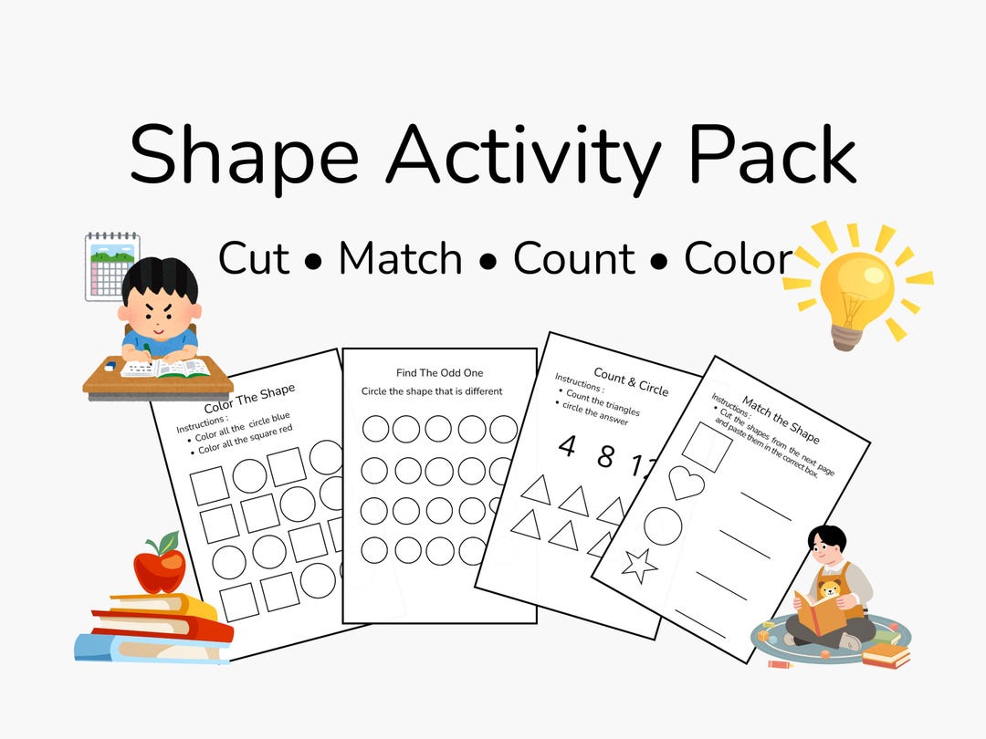 Shape Activity Worksheets for Preschool | Coloring Counting and ...