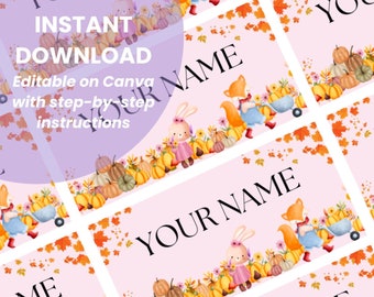 Personalised Lion Name Sticker Label Instant Digital Download Editable ...