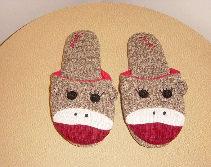 NICK and NORA Sock Monkey Slippers Ladies Size Large - Etsy