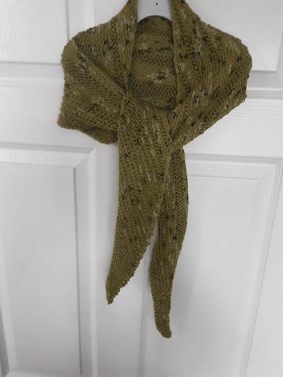 Avocado Green Nubby Color Spots Asymmetrical Triangle Long Scarf - Etsy