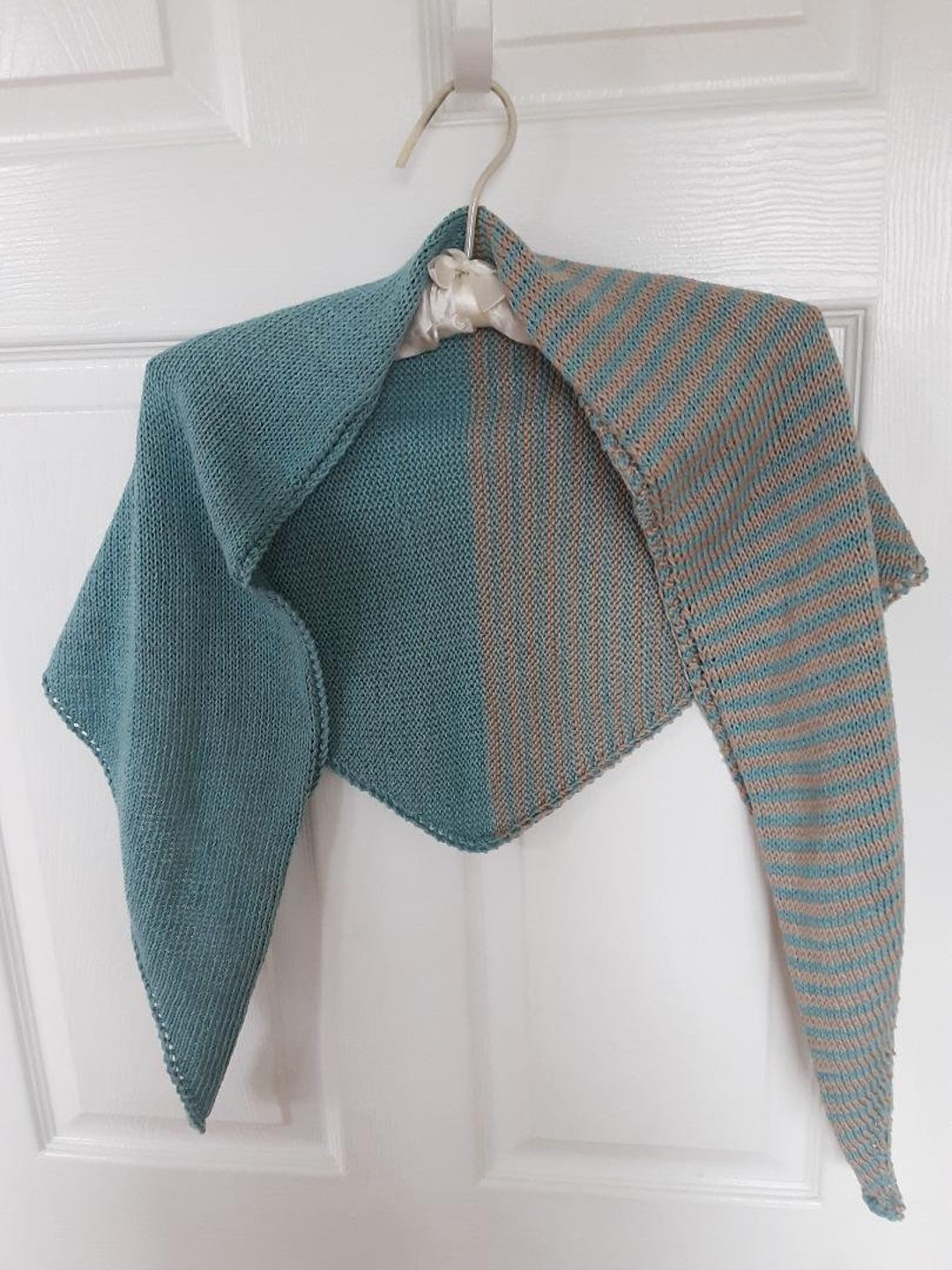 Blue Beige Triangle Cotton Sideways Scarf - Etsy