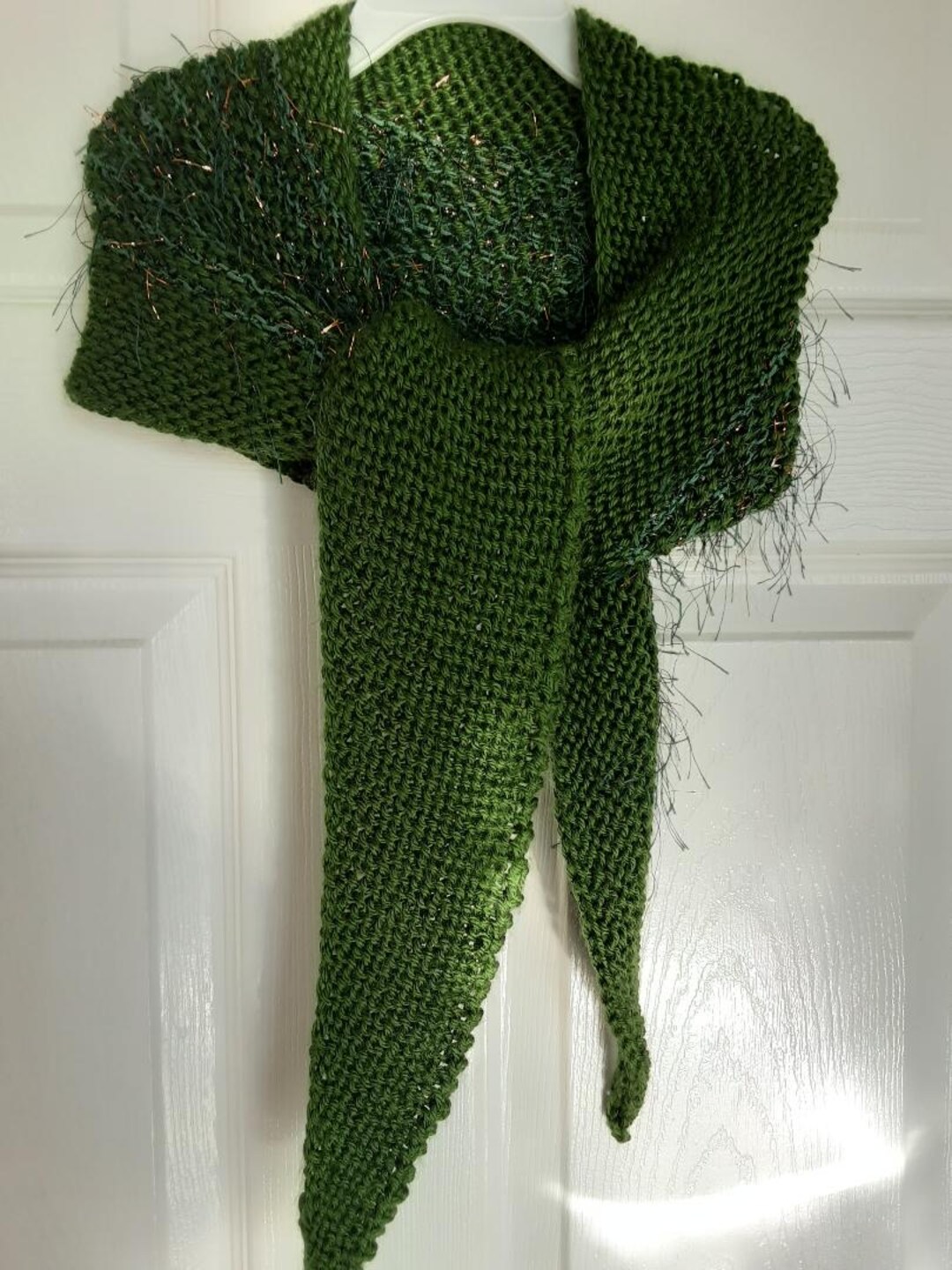Dark Green Metallic Gold Accent Asymmetrical Scarf - Etsy