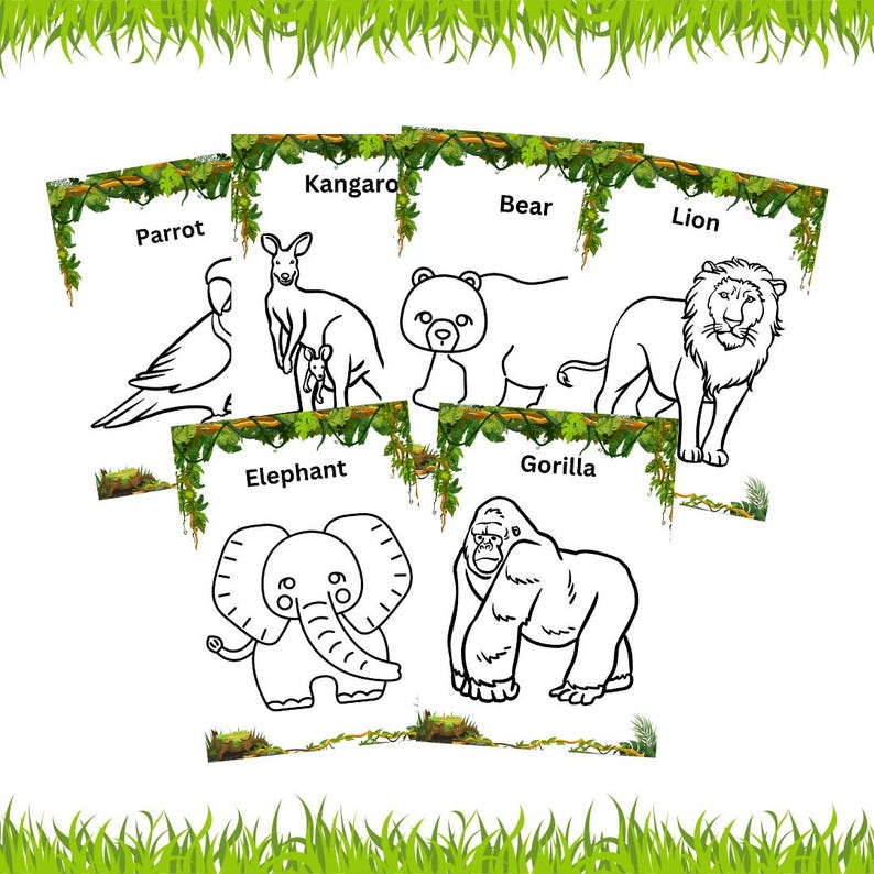 Printable Zoo Animal Coloring Book, Digital Prints, Kids Activity Book ...