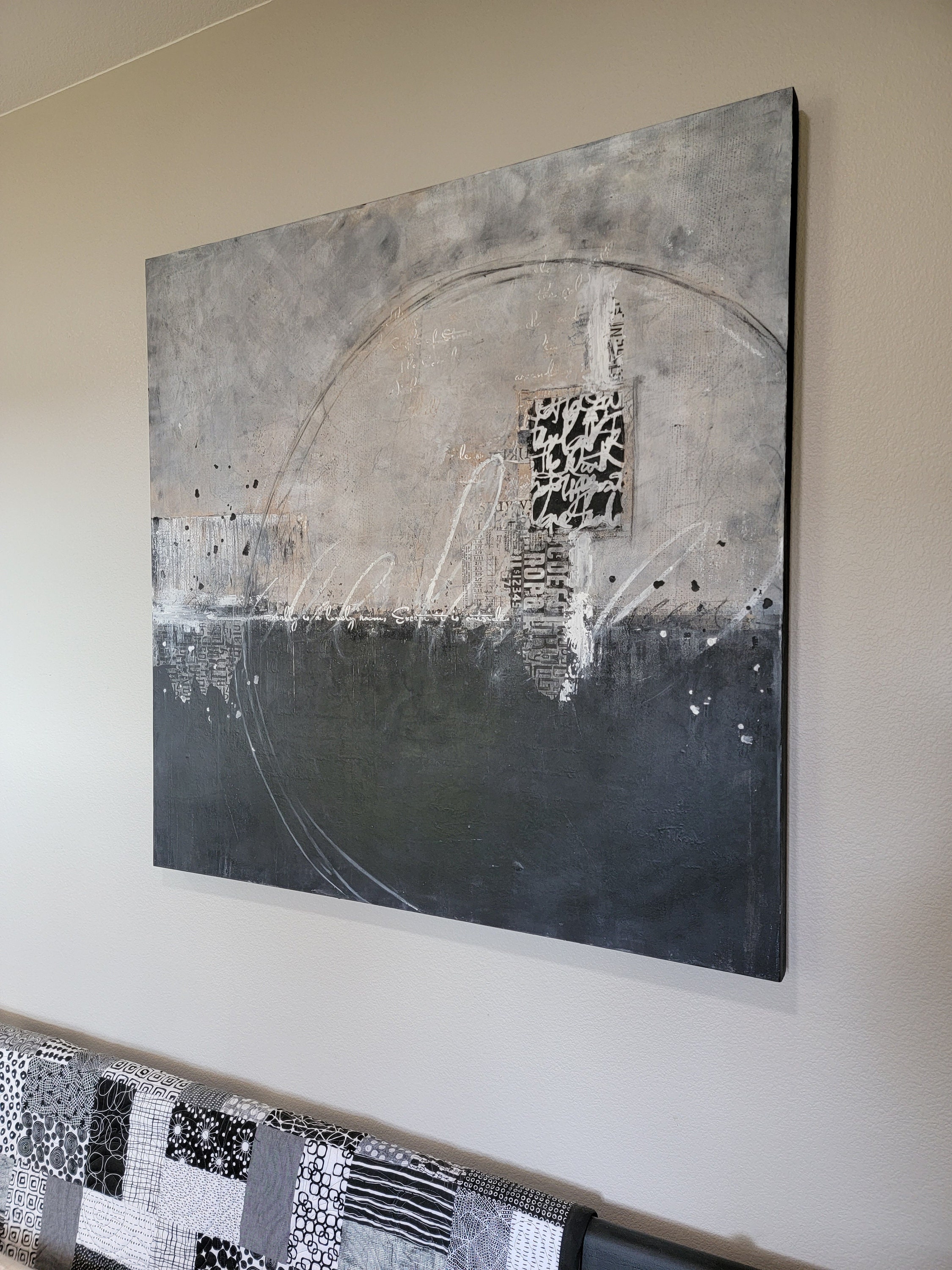 Abstract Landscape Painting: Cold Wax, Oil & Collage (36x36) - Etsy