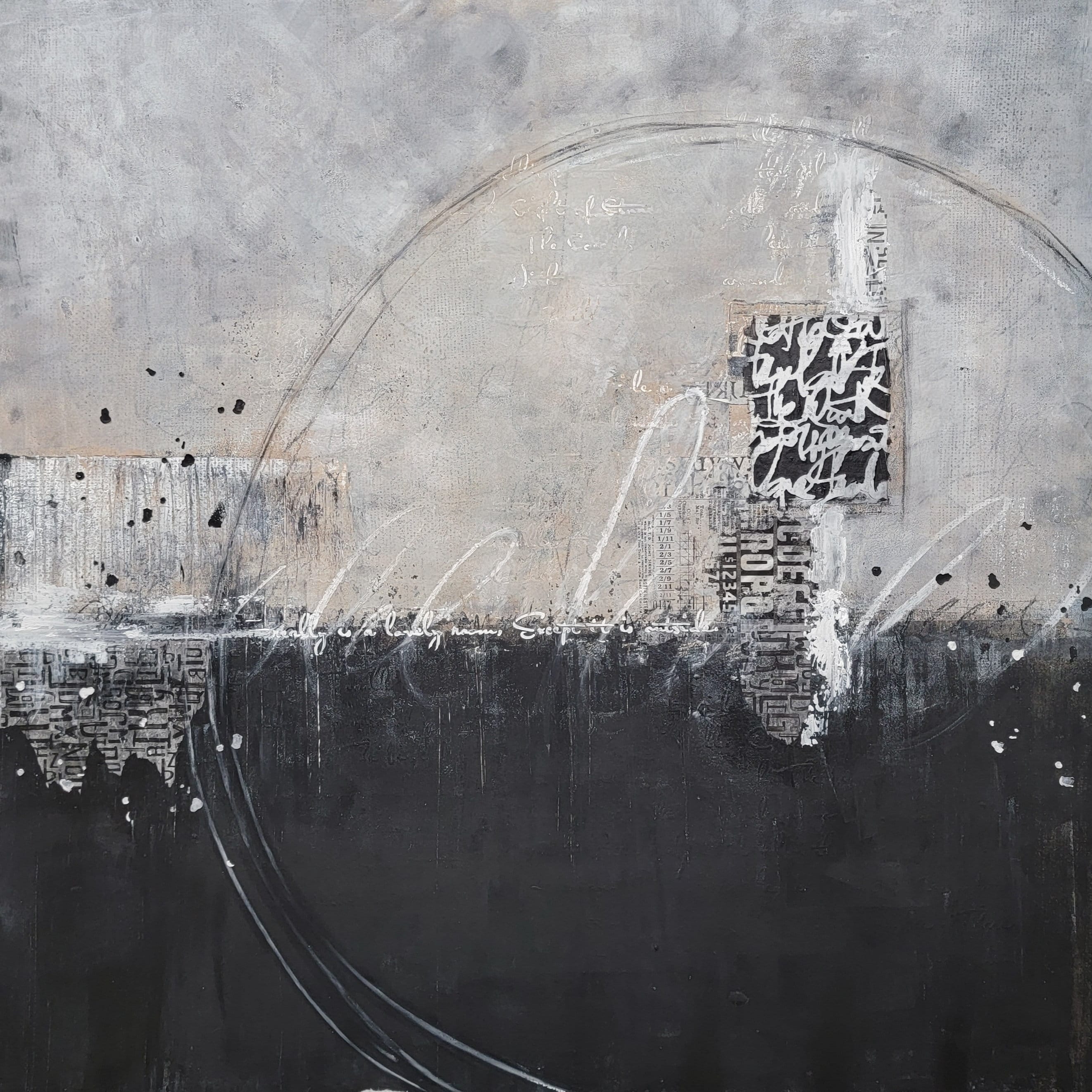 Abstract Landscape Painting: Cold Wax, Oil & Collage (36x36) - Etsy