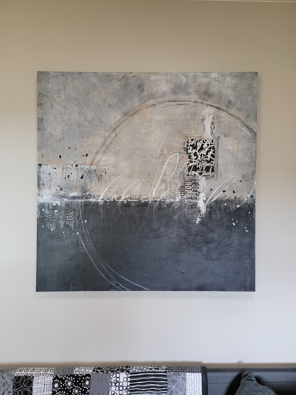 Abstract Landscape Painting: Cold Wax, Oil & Collage (36x36) - Etsy