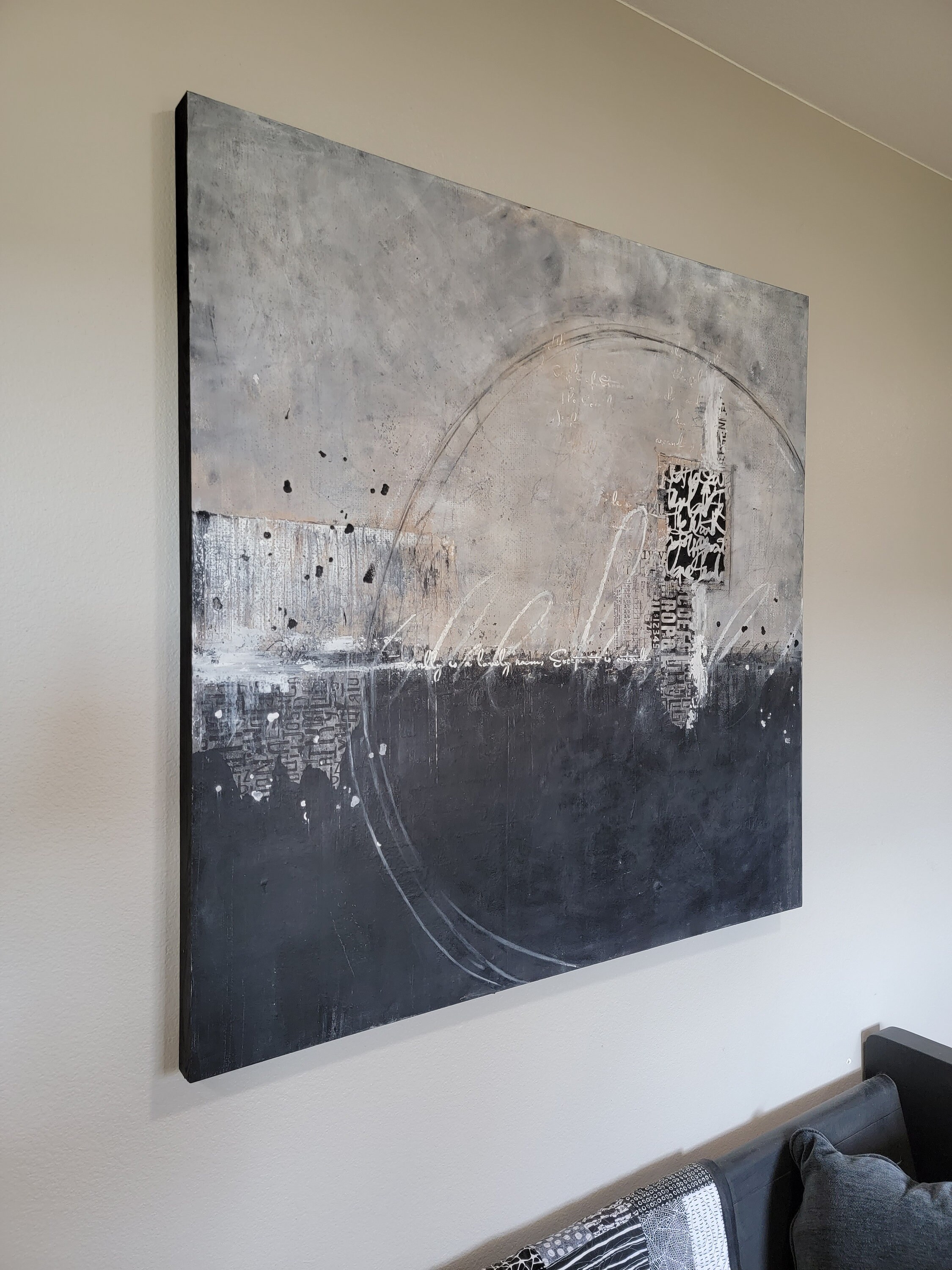 Abstract Landscape Painting: Cold Wax, Oil & Collage (36x36) - Etsy