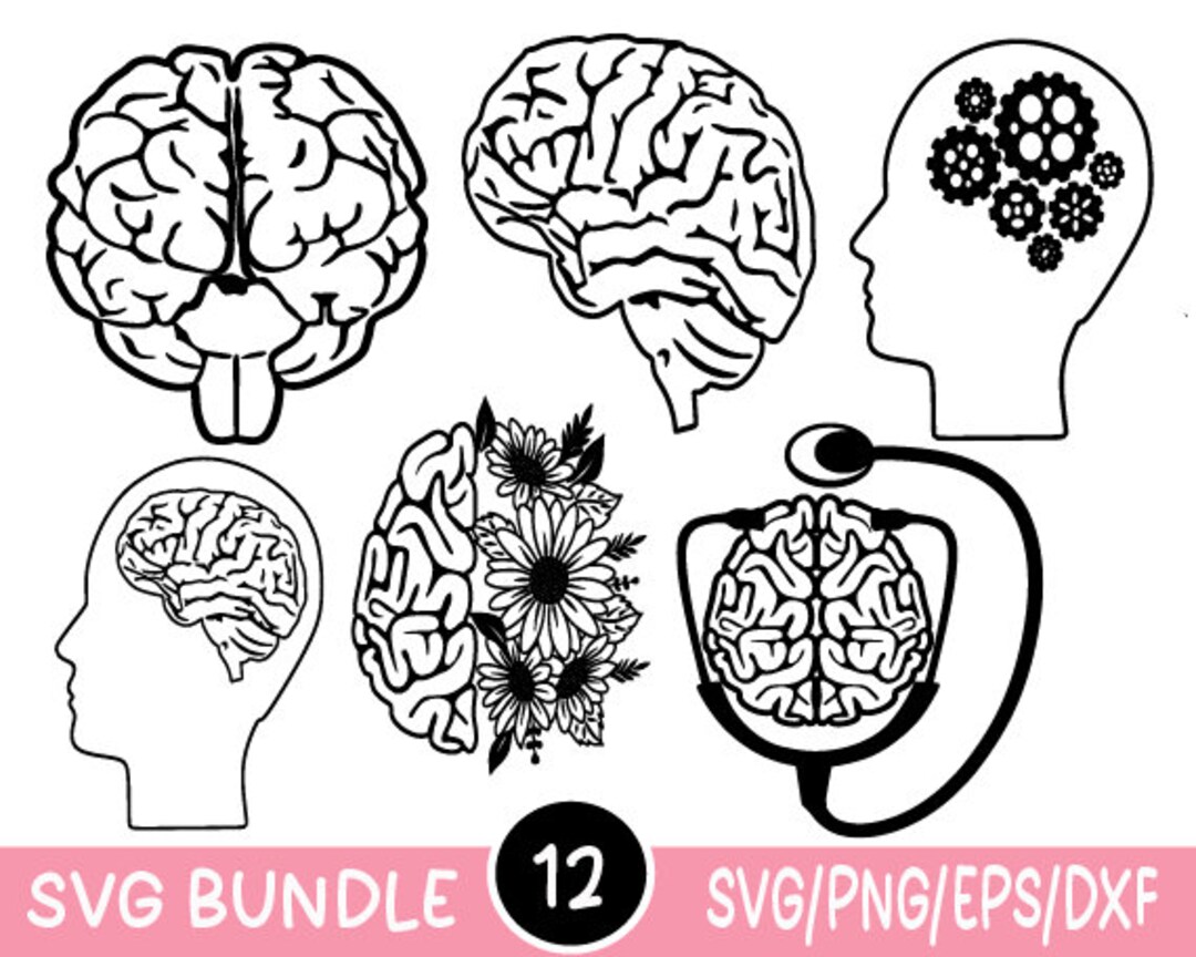 12 Brain SVG Bundle, Brain Png, Brain Clipart, Brain Cut File, Brain ...