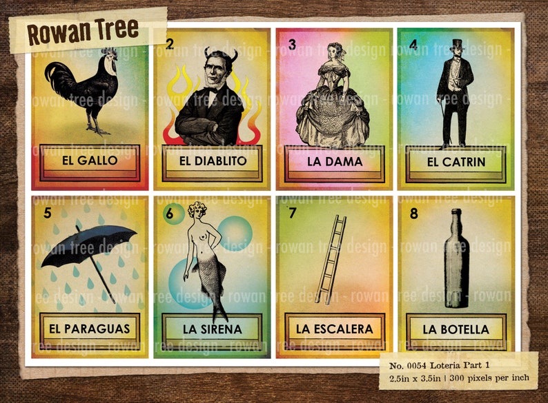 LOTERIA CARDS Part 1 Digital Collage Sheet 2 5x3 5in Printable Etsy