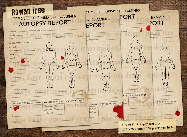 Printable AUTOPSY REPORTS True Crime Digital Download - No. 0147 - Etsy UK