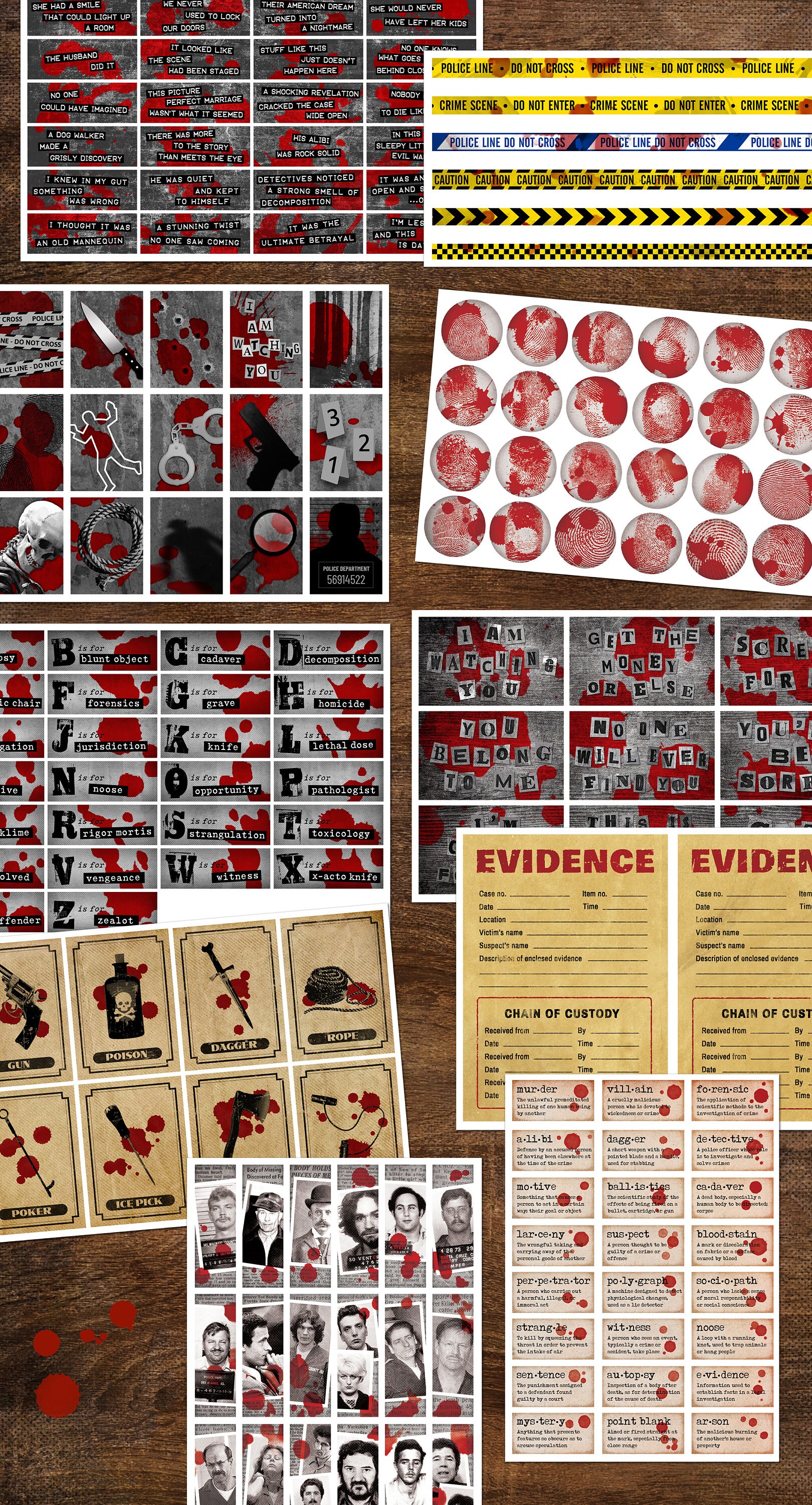 TRUE CRIME BUNDLE Digital Collage Sheet Clip Art Bundle Murder - Etsy UK