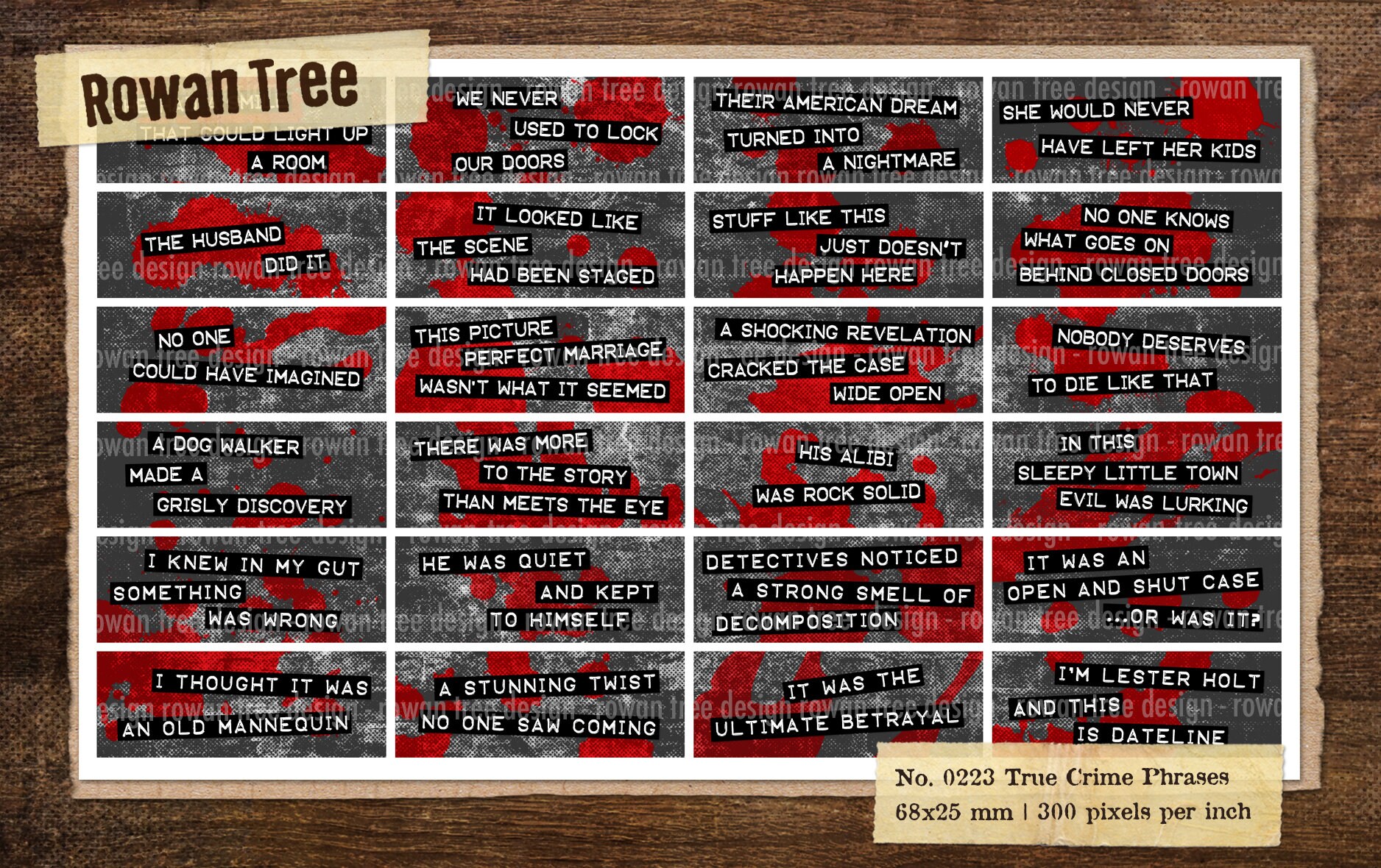 TRUE CRIME PHRASES Digital Collage Sheet 68x25mm - No. 0223 - Etsy