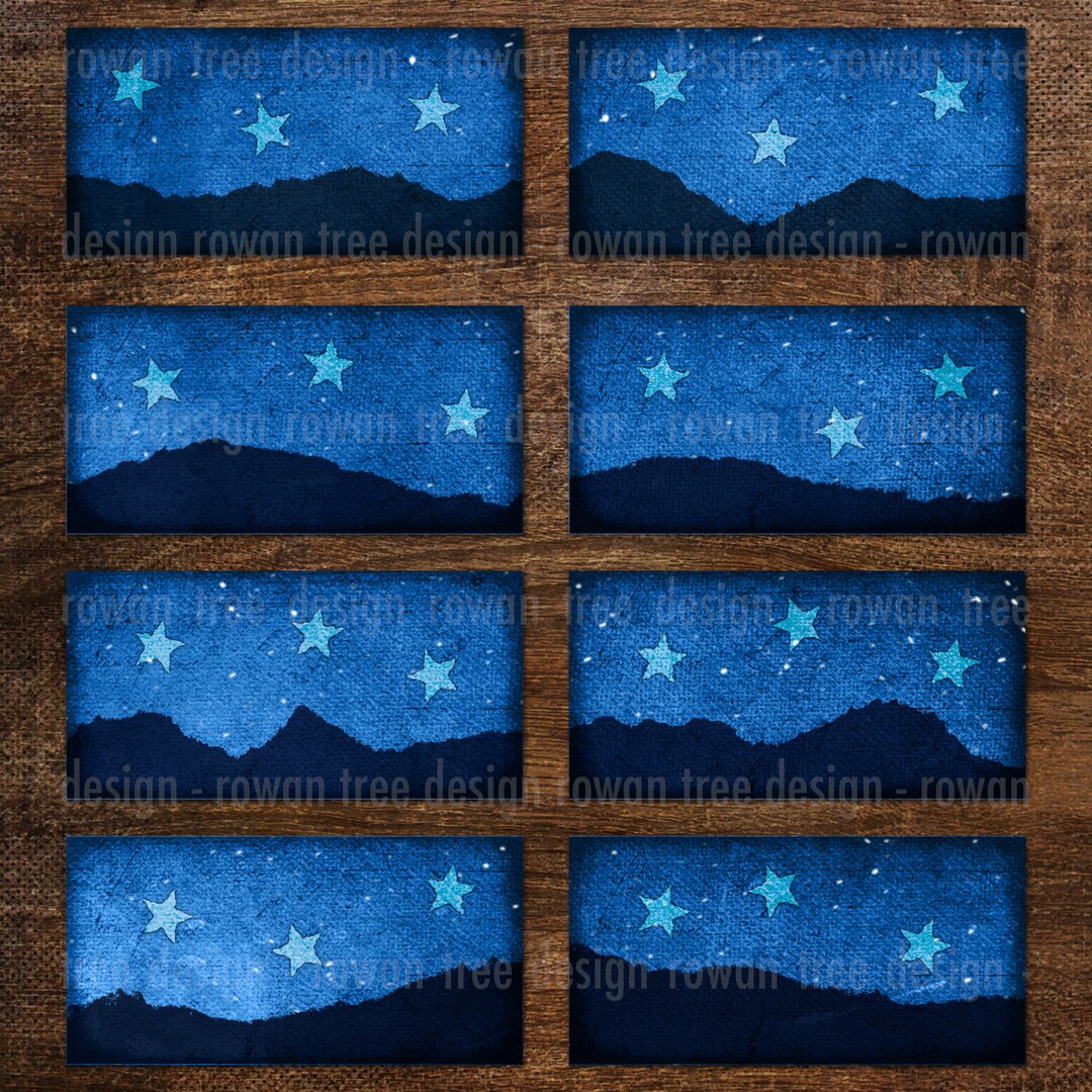 WATERCOLOUR NIGHT SKY Digital Collage Sheet 2x1in - No. 0144 - Etsy