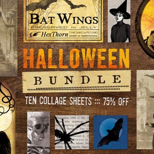 HALLOWEEN BUNDLE Digital Collage Sheet Clip Art Bundle Goth Spooky 75% ...