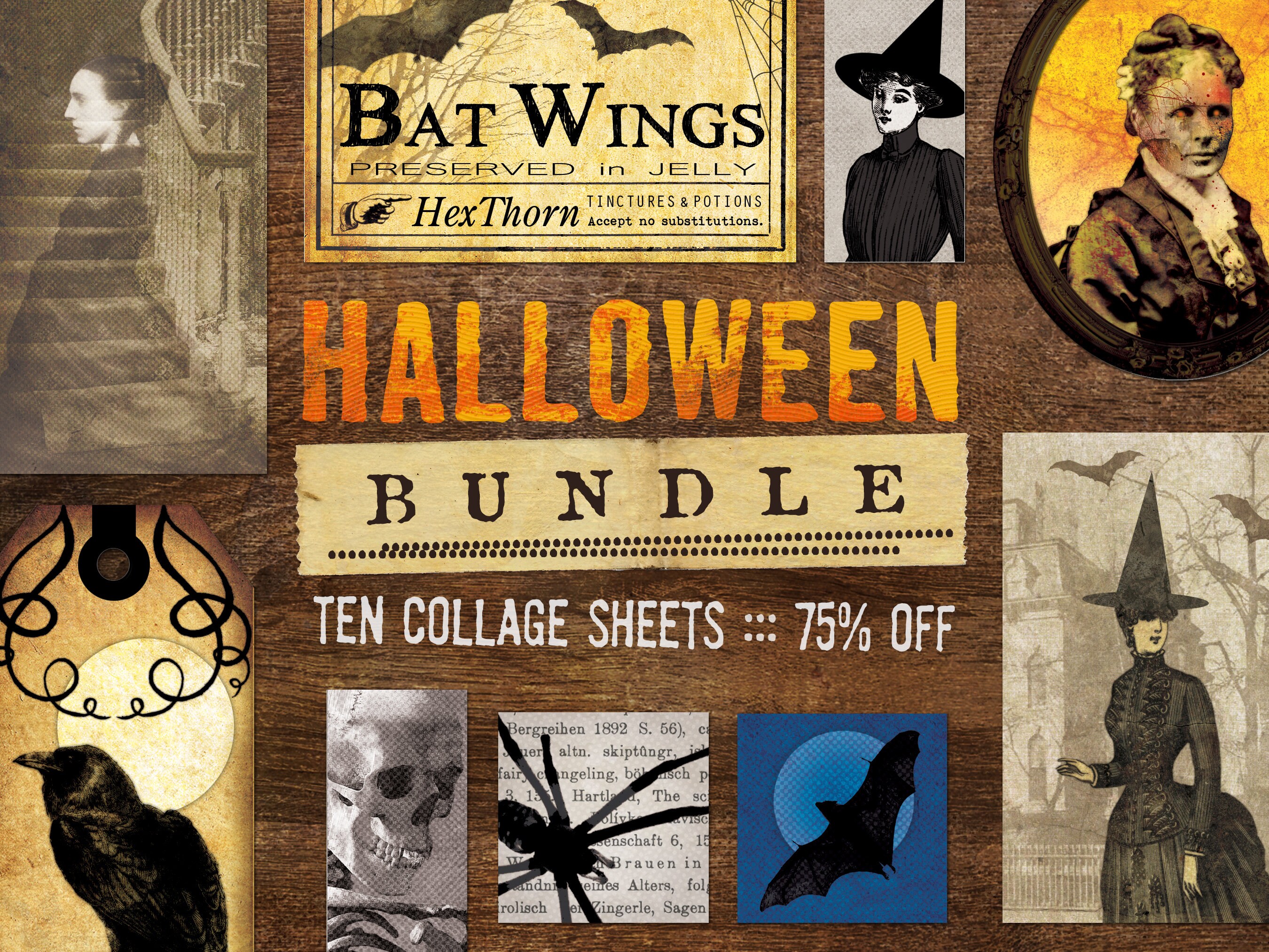 HALLOWEEN BUNDLE Digital Collage Sheet Clip Art Bundle Goth - Etsy