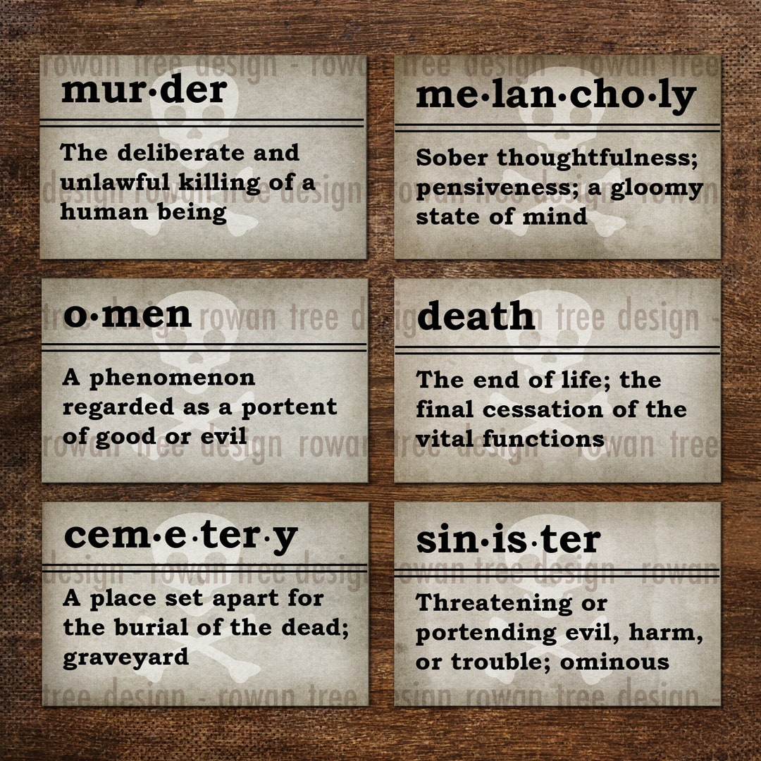 MORBID DICTIONARY DEFINITIONS Digital Collage Sheet 2x1.25in - No. 0215 ...