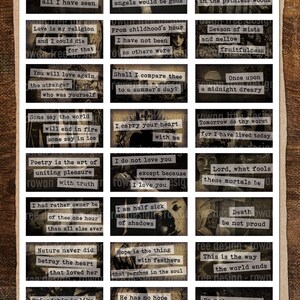 POETRY QUOTES Digital Collage Sheet 2x1in - No. 0034 - Etsy