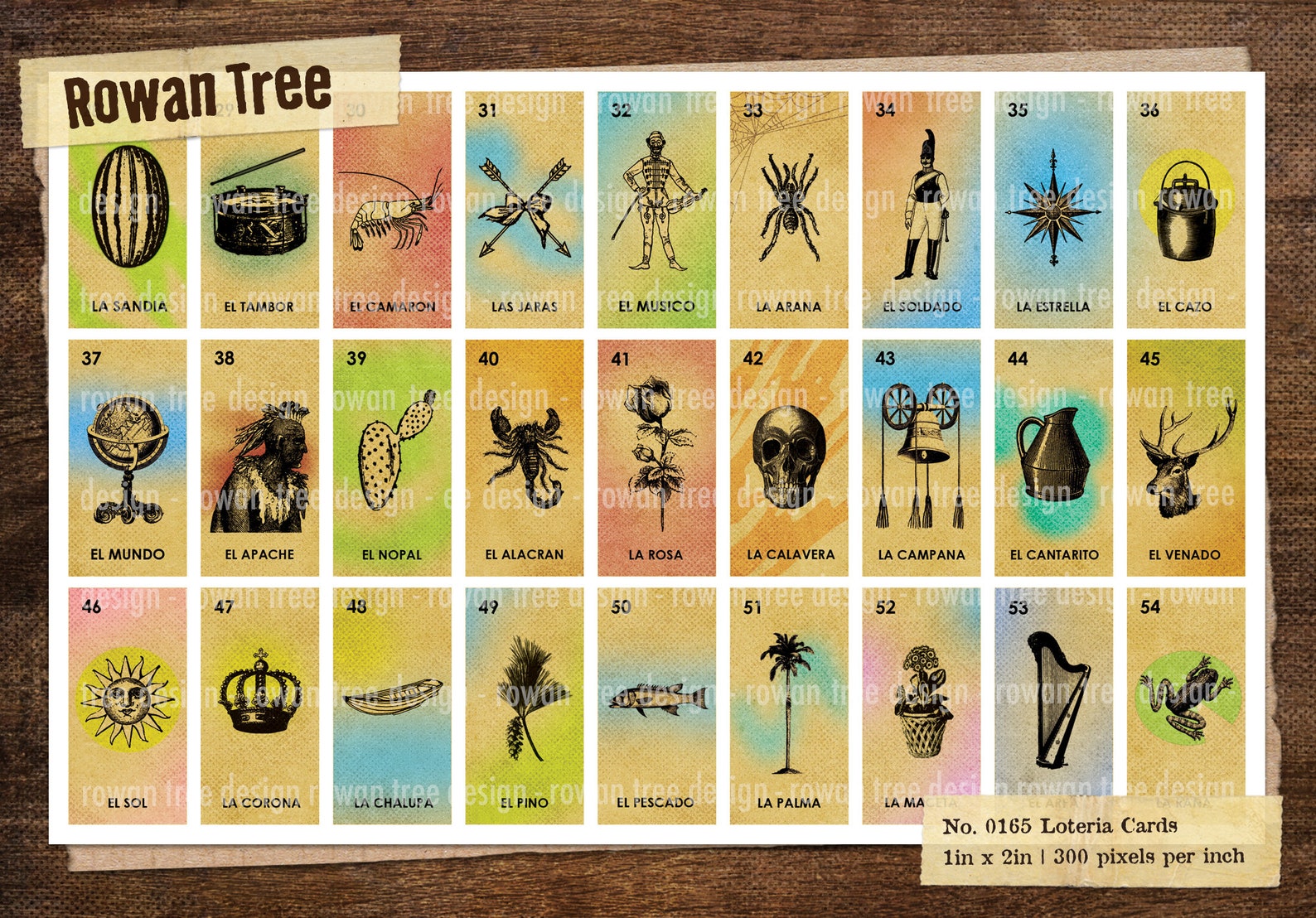 LOTERIA CARDS Digital Collage Sheet 1x2in Full Set Printable Mexican ...