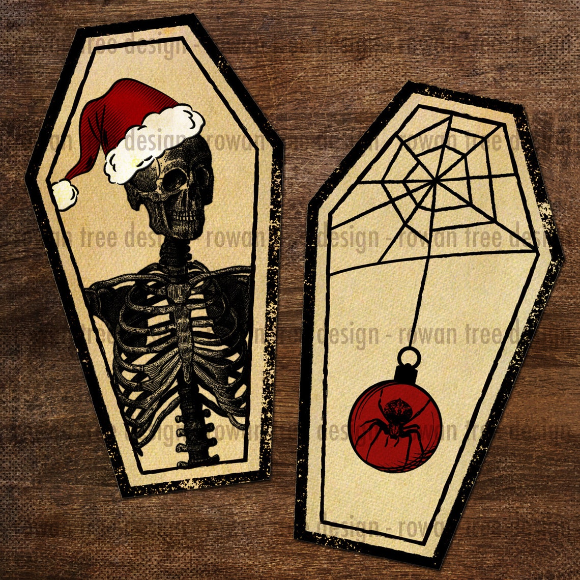 Gothic Christmas COFFIN TAGS Printable Tags - No. 0152 - Etsy