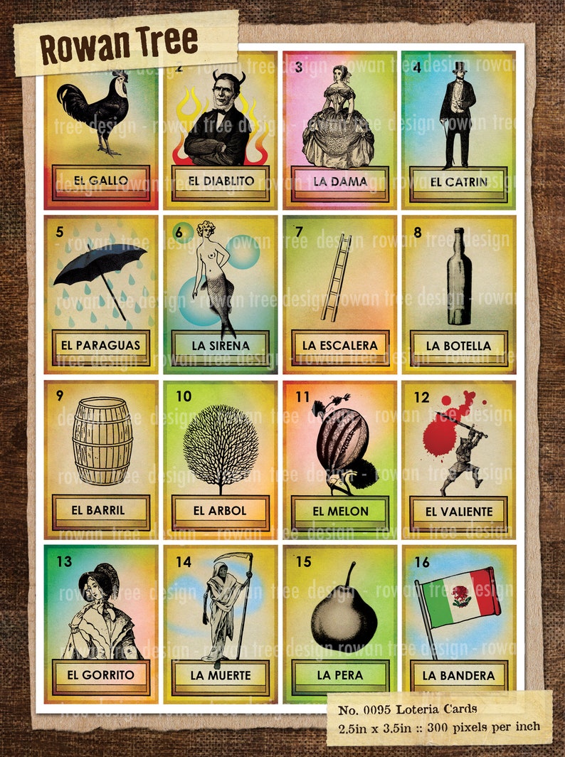 PRINTABLE LOTERIA CARDS Entire Set 54 Cards Original Designs No 0095 