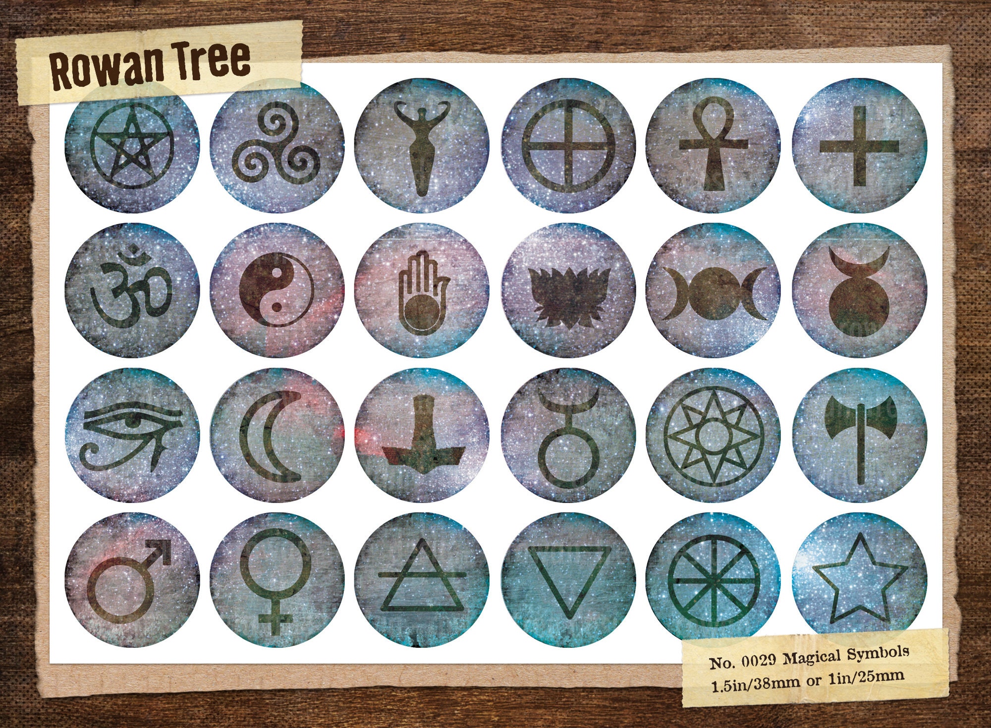 MAGICAL SYMBOLS Digital Collage Sheet 1.5in or 1in Circles - No. 0029 ...