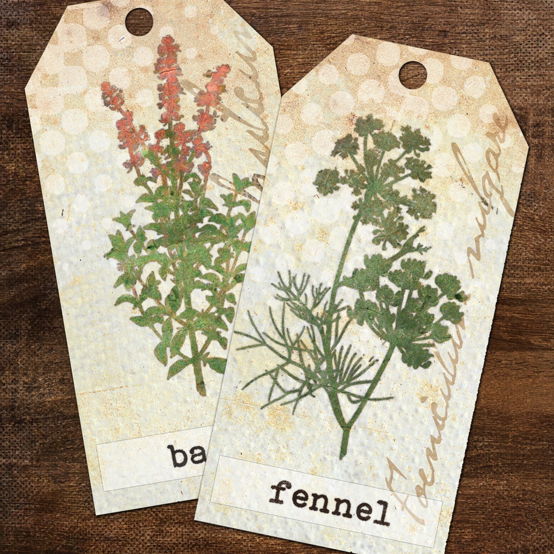 HERBAL BOTANICAL Printable Tags Digital Collage Sheet - No. 0052 - Etsy