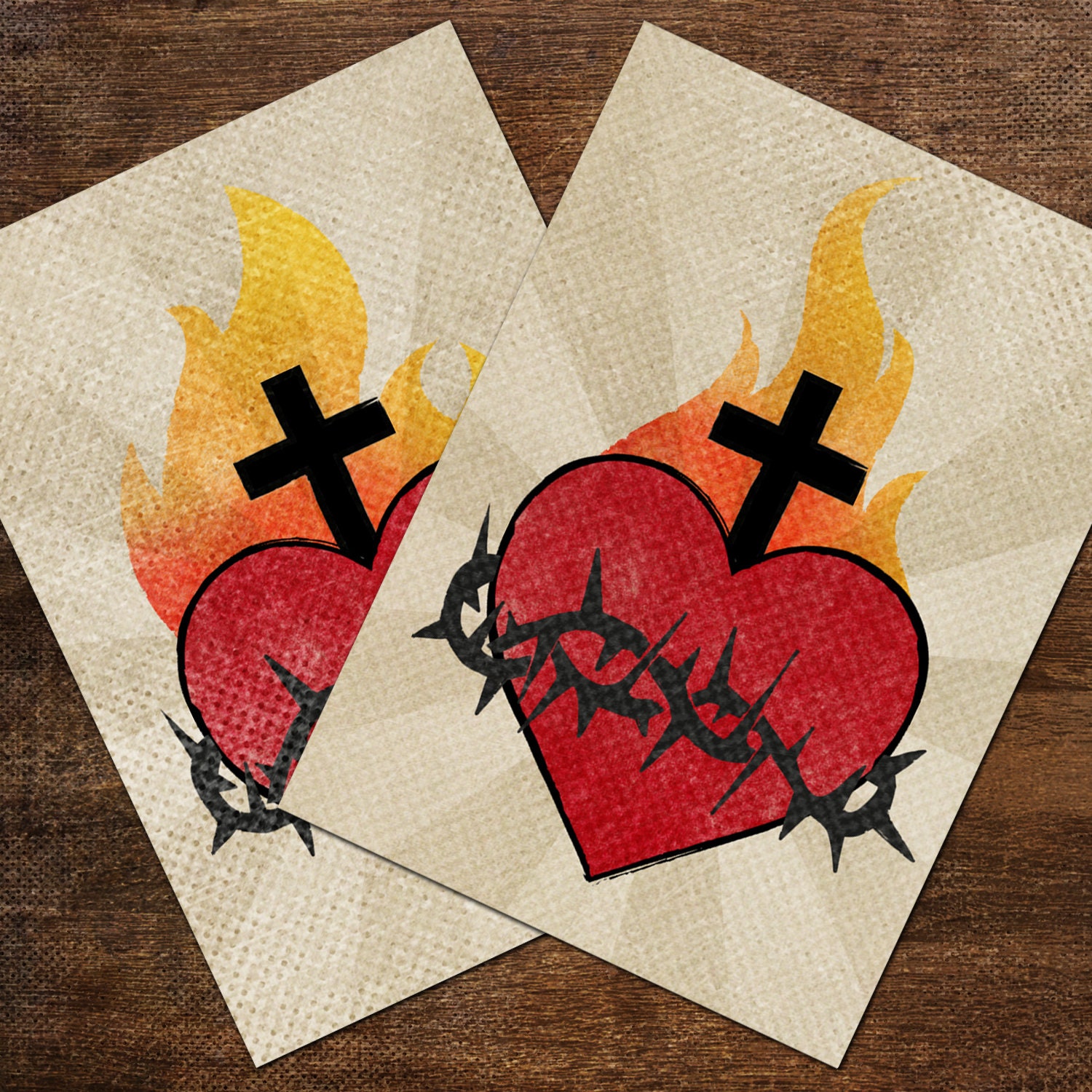 More Sacred Hearts Digital Collage Sheet 2 5x3 5in No 0173 Etsy