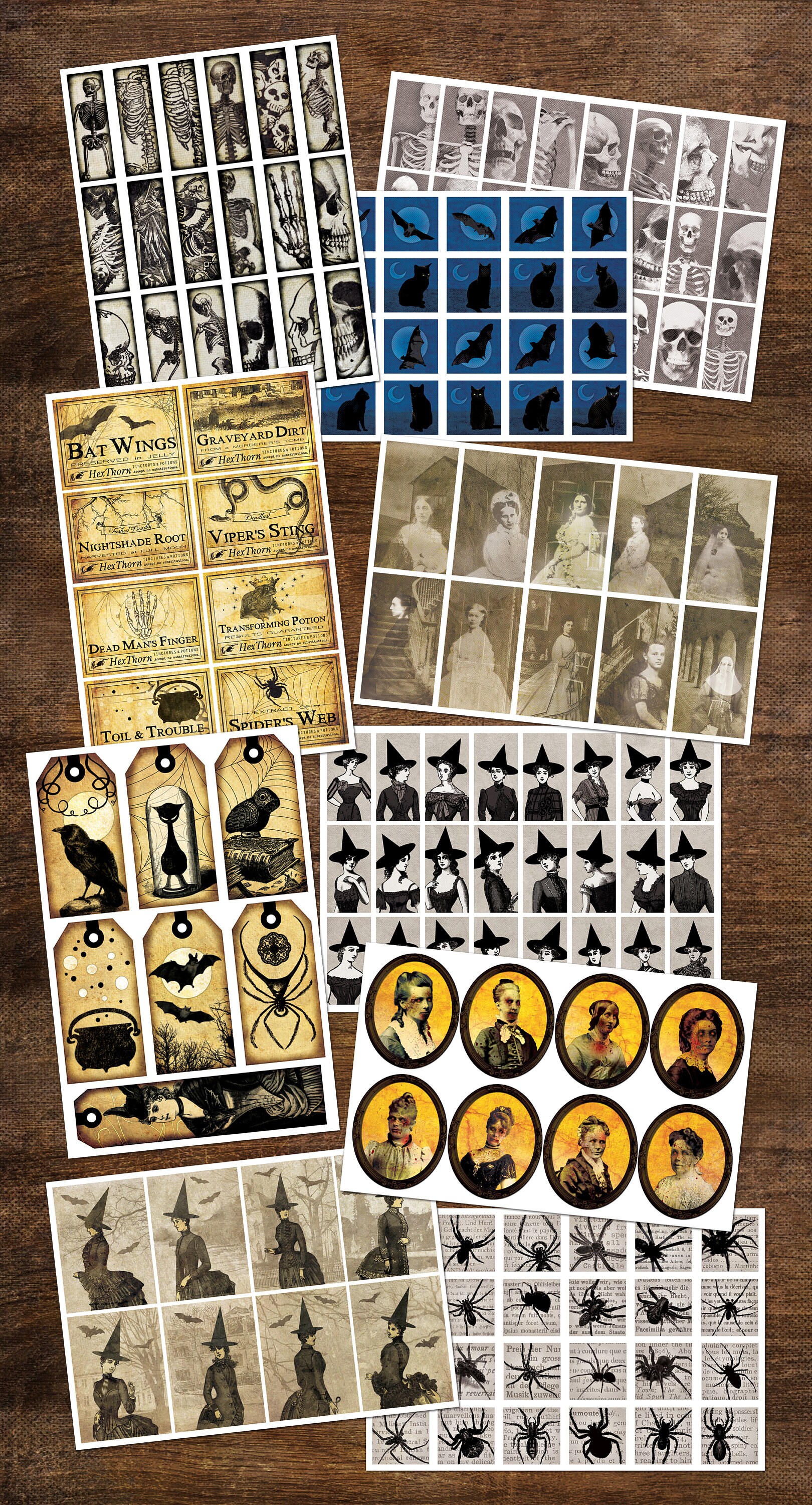 HALLOWEEN BUNDLE Digital Collage Sheet Clip Art Bundle Goth - Etsy