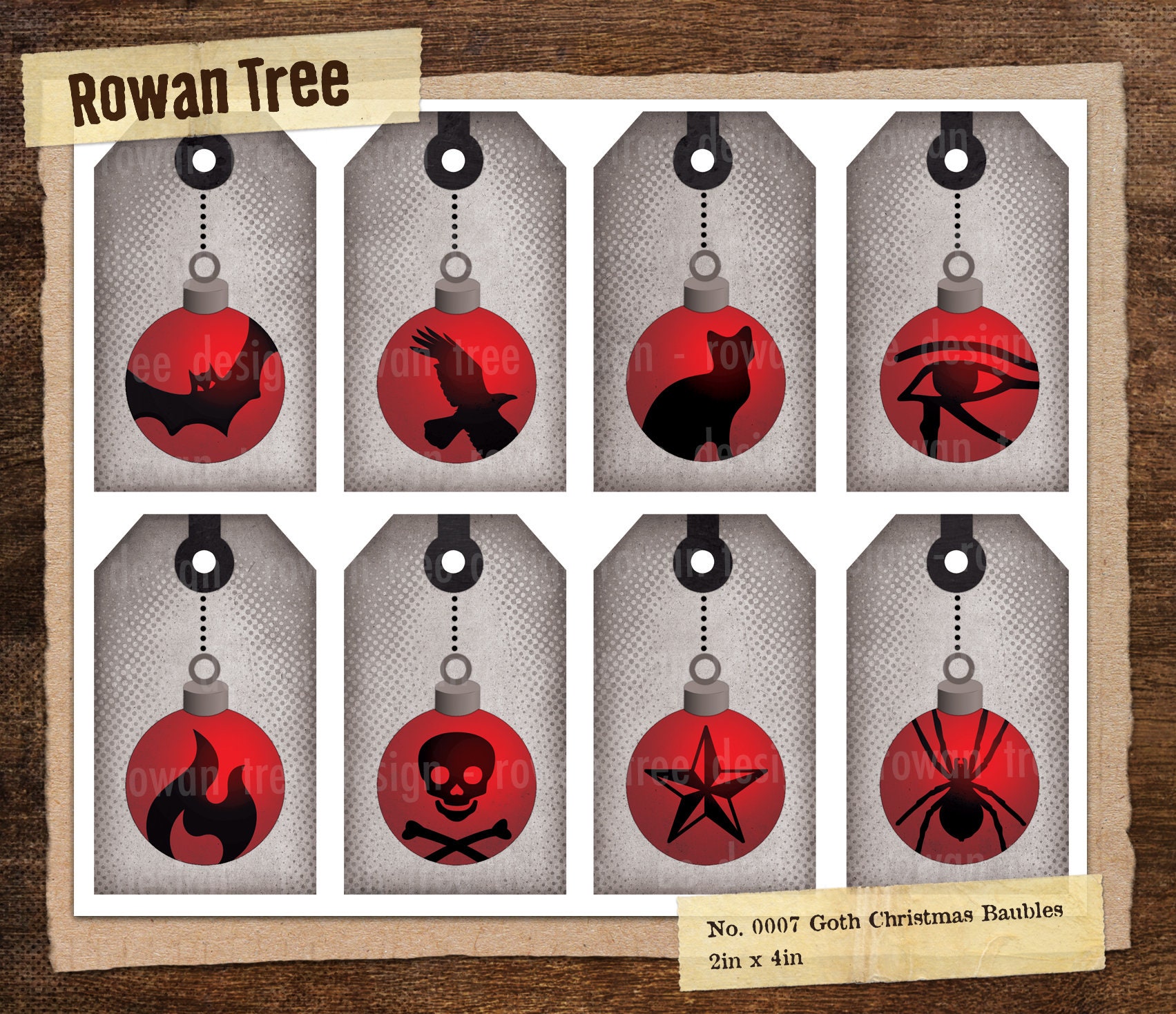 GOTH CHRISTMAS BAUBLES Printable Tags - No. 0007 - Etsy