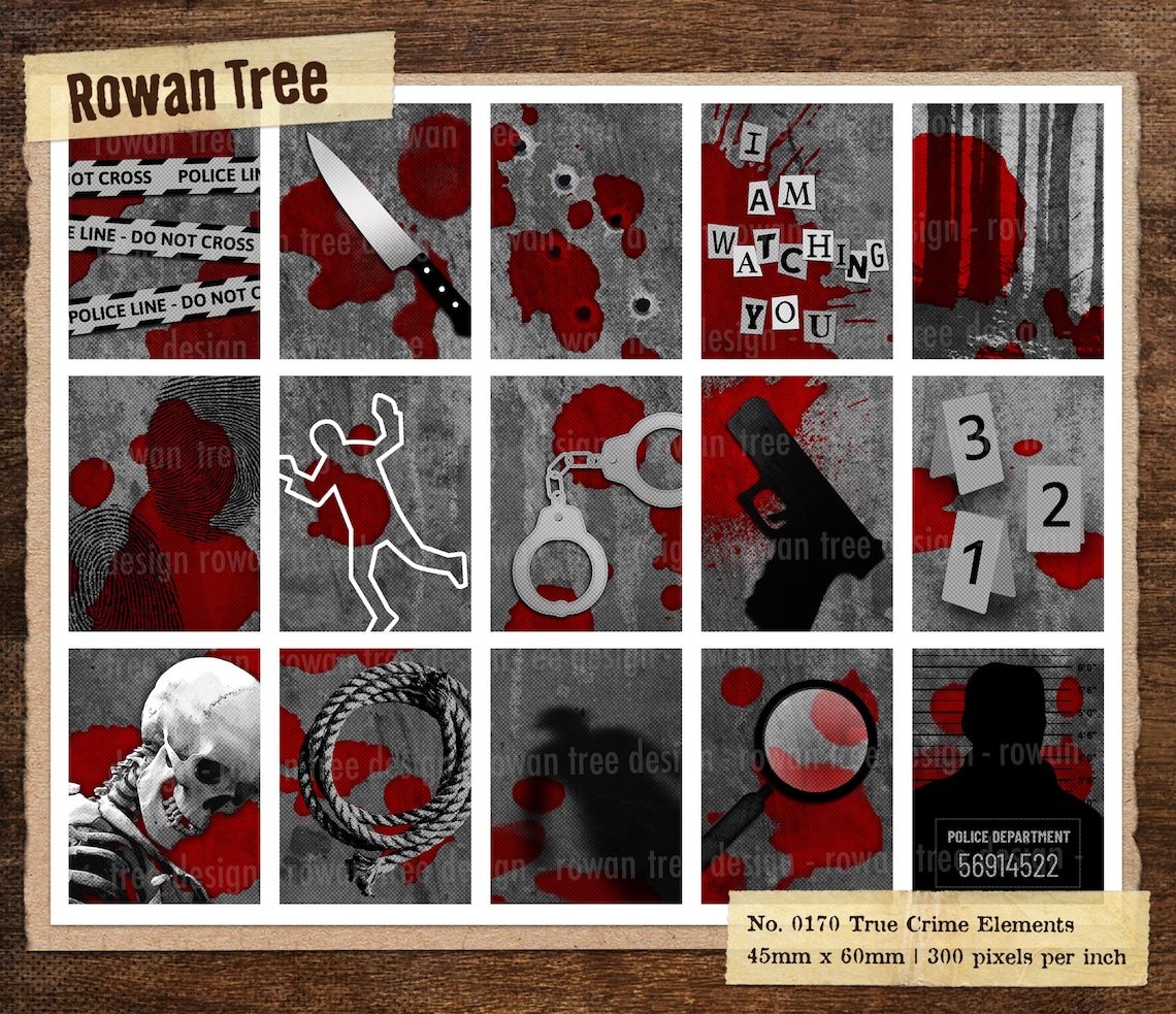 TRUE CRIME ELEMENTS Digital Collage Sheet 45x60mm No. 0170 - Etsy