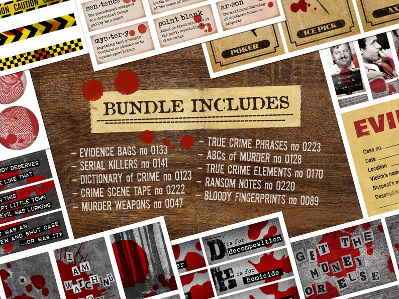 TRUE CRIME BUNDLE Digital Collage Sheet Clip Art Bundle Murder - Etsy UK