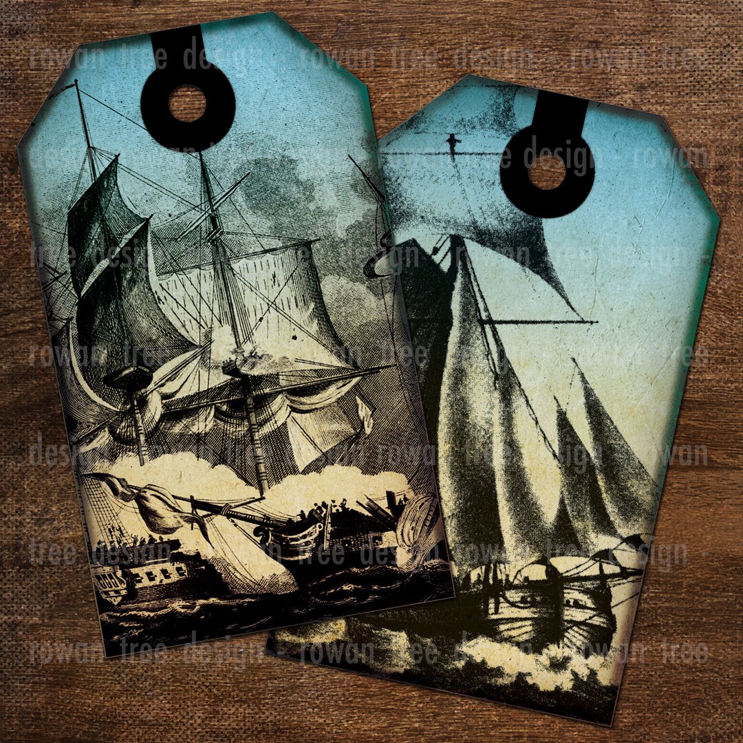 Printable Tags SHIPS AT SEA Digital Collage Sheet Nautical - No. 0067 ...