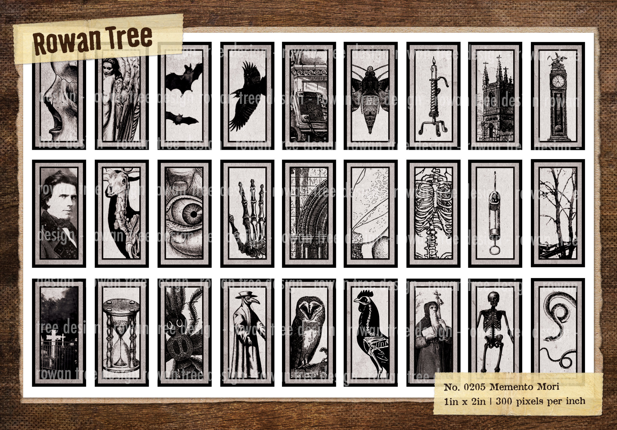 MEMENTO MORI Digital Collage Sheet 1x2in No. 0205 - Etsy UK