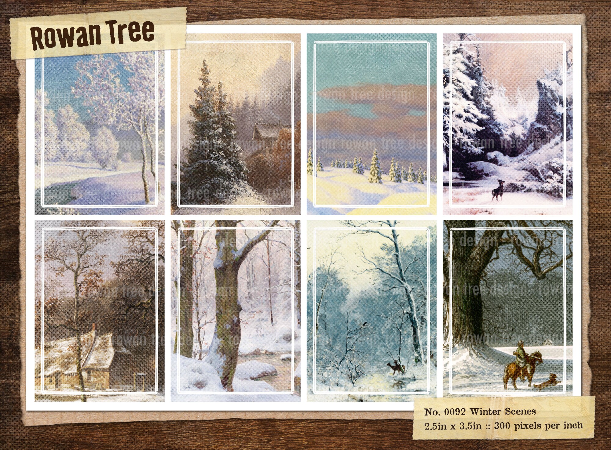 WINTER SCENES Digital Collage Sheet 2.5x3.5in Christmas Seasonal - No ...