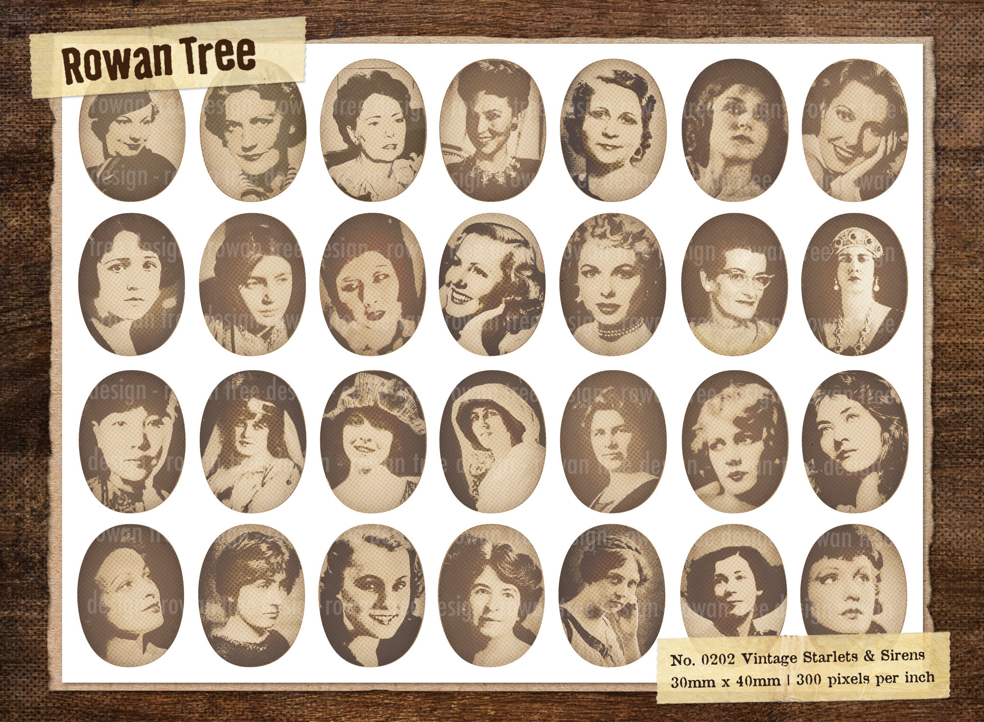 VINTAGE STARLETS Digital Collage Sheet 30x40mm Ovals No. 0202 - Etsy