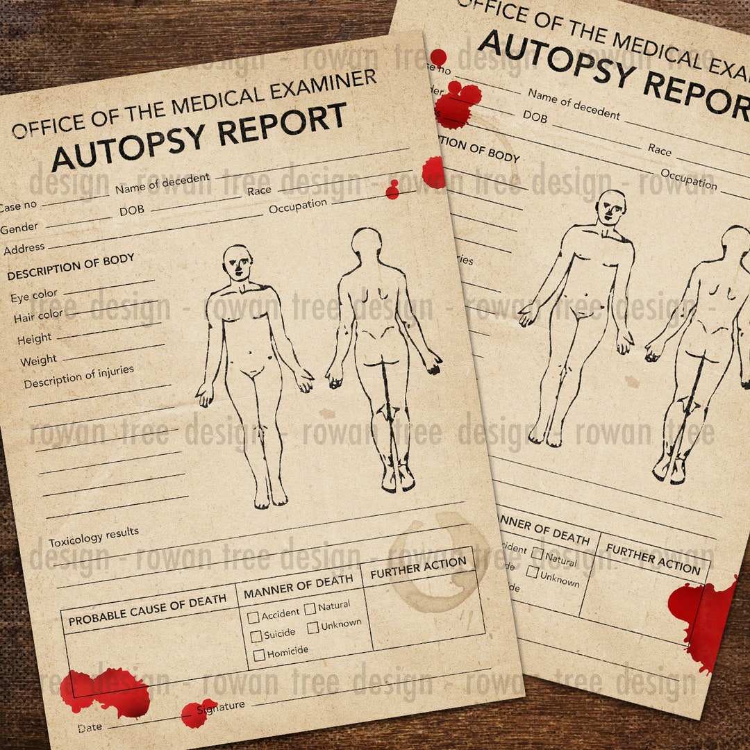 Printable Autopsy Reports True Crime Digital Download No 0147 Etsy Uk