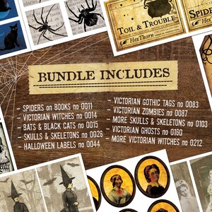 HALLOWEEN BUNDLE Digital Collage Sheet Clip Art Bundle Goth Spooky 75% ...