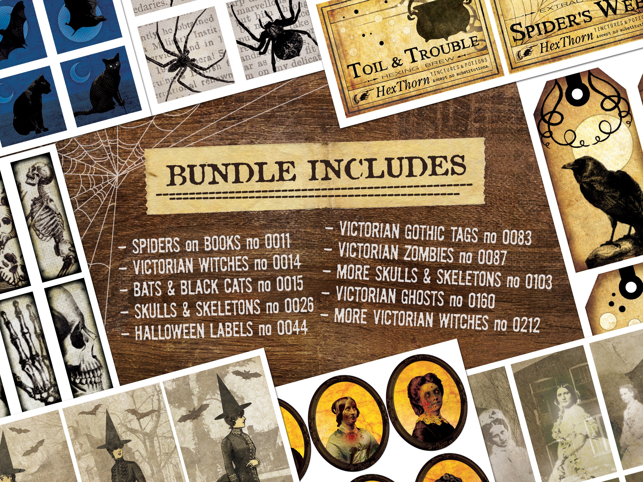 HALLOWEEN BUNDLE Digital Collage Sheet Clip Art Bundle Goth - Etsy