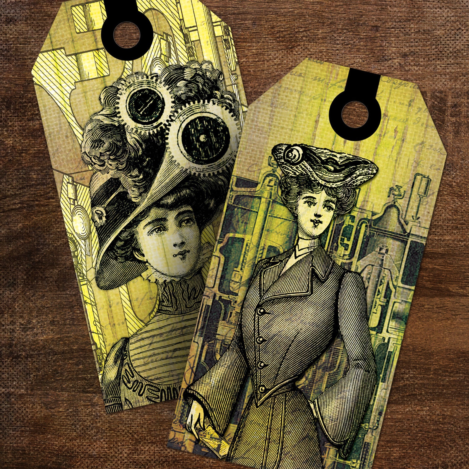 STEAMPUNK VICTORIAN LADIES Printable Tags - No. 0081 - Etsy